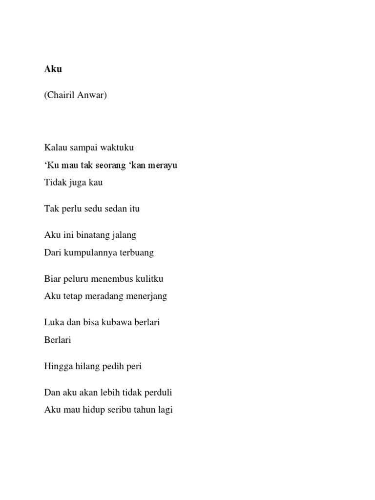 Makna dan Analisis Puisi "Aku" | PDF