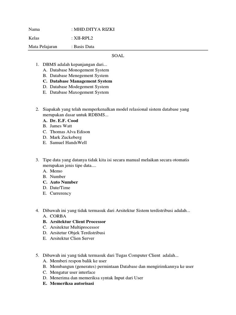 Soal Basis Data | PDF