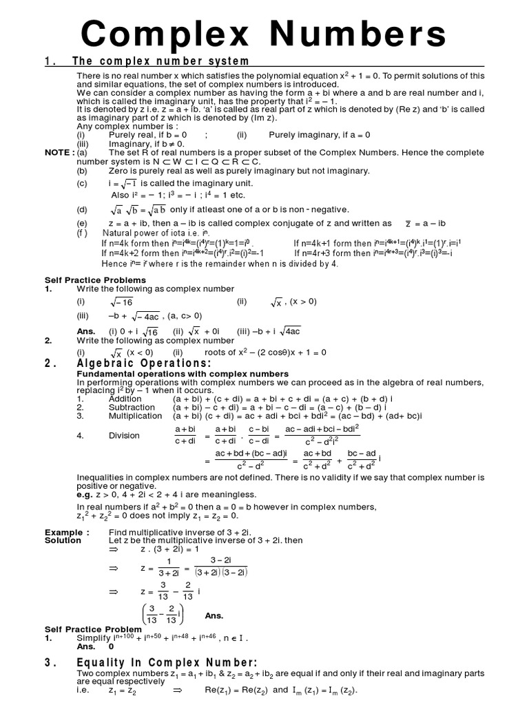 Complex No | PDF | Complex Number | Numbers
