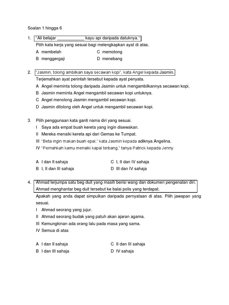 Soalan Aneka Pilihan | PDF