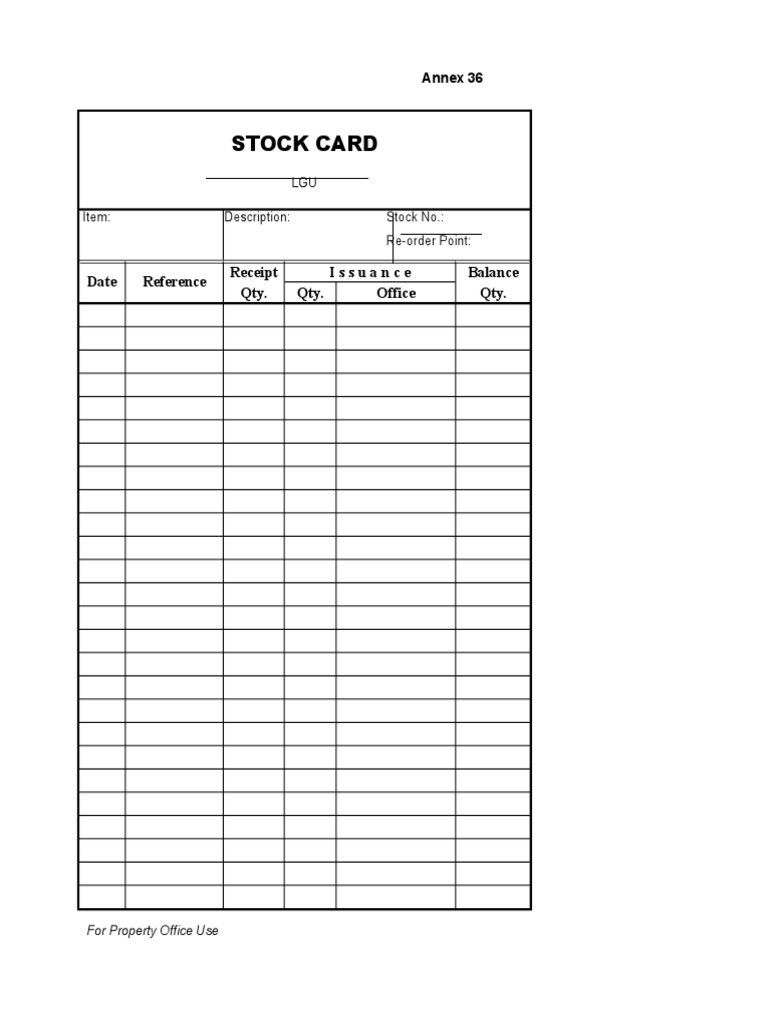 Stock Card and Property Card Forms | PDF