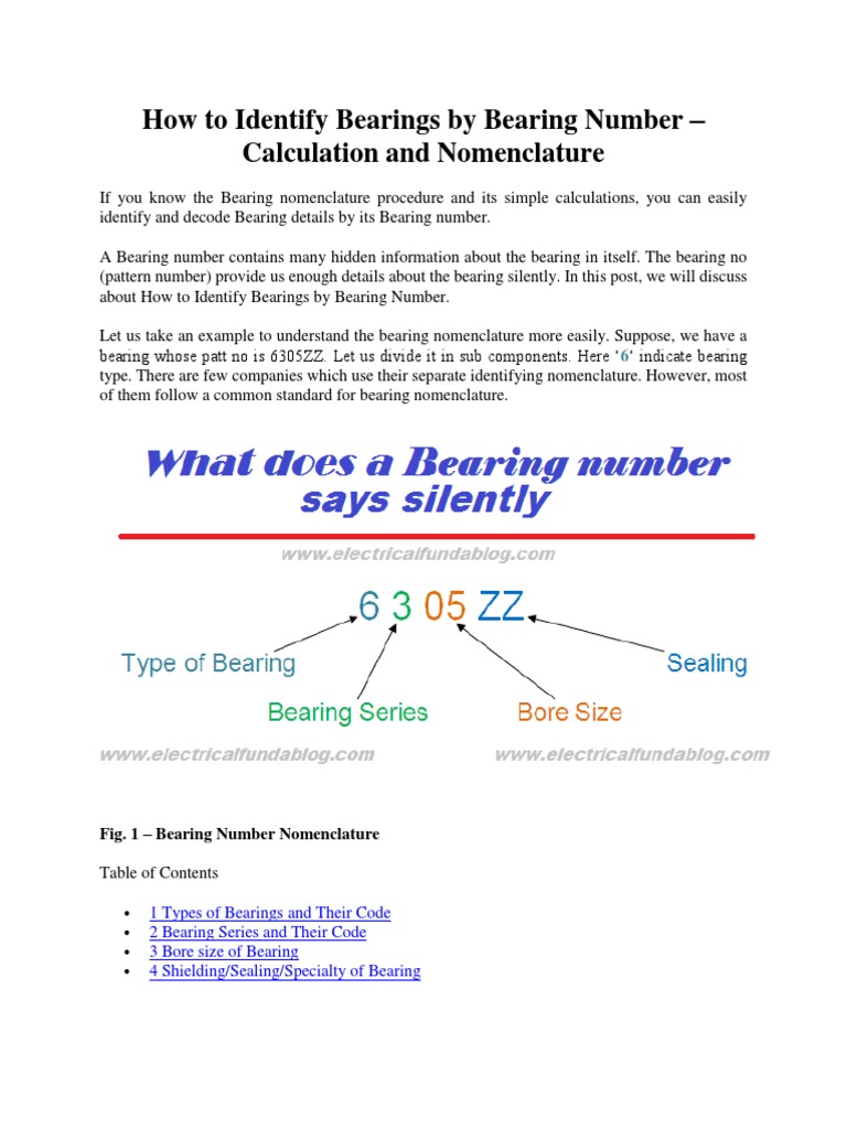 Decoding Bearing Numbers and Sizes | PDF | Bearing (Mechanical ...
