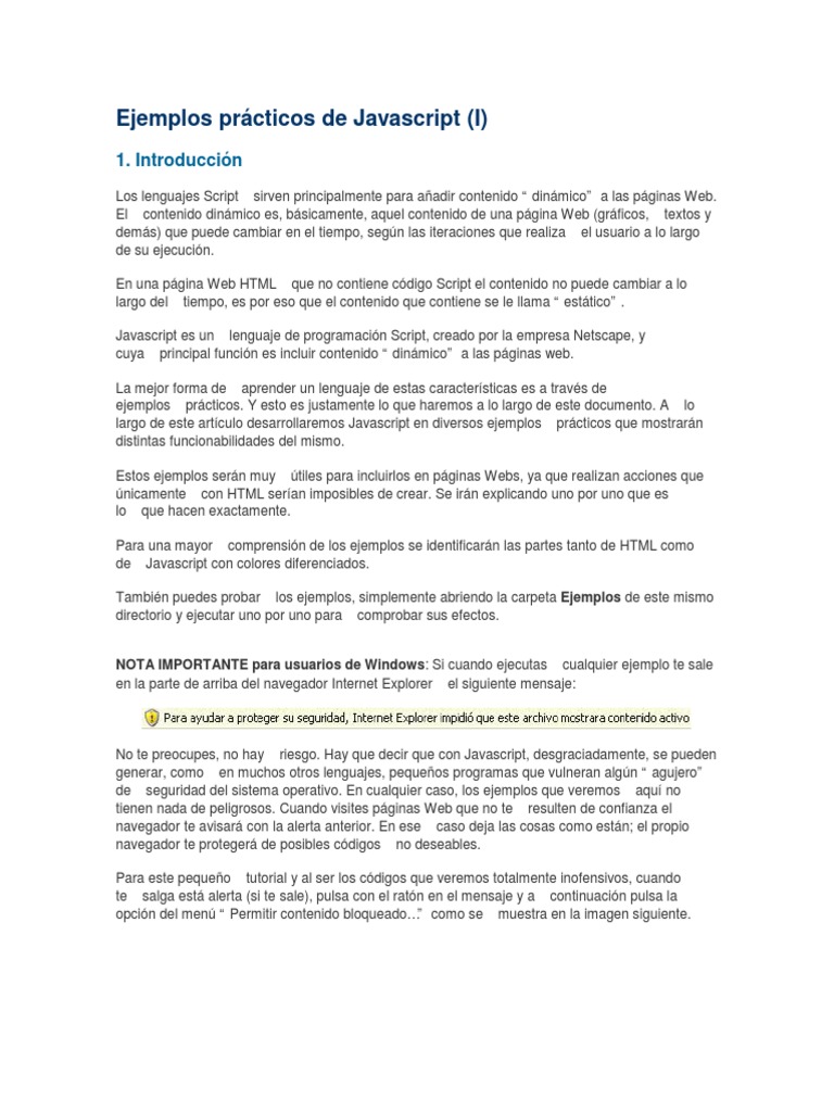 Ejemplos Prácticos de Javascript | Descargar gratis PDF | Script Java | Página web