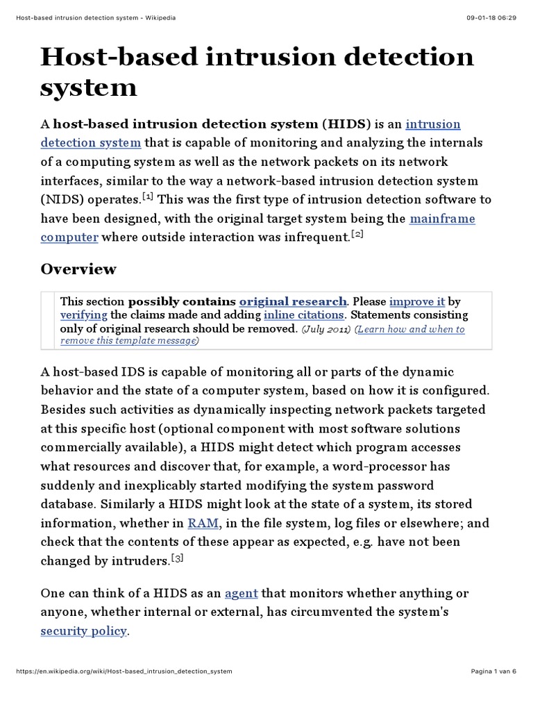Host-Based Intrusion Detection System - Wikipedia | PDF | Information ...
