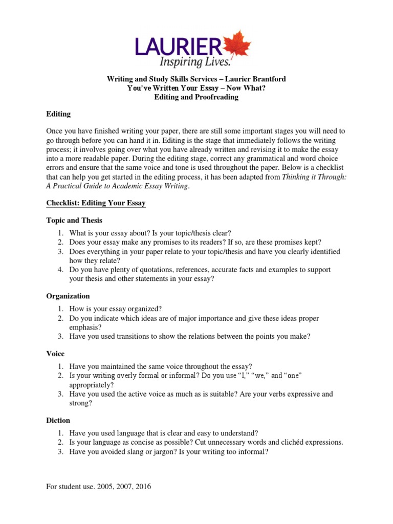 Editing and Proofreading Your Essay | PDF | Proofreading | Editing