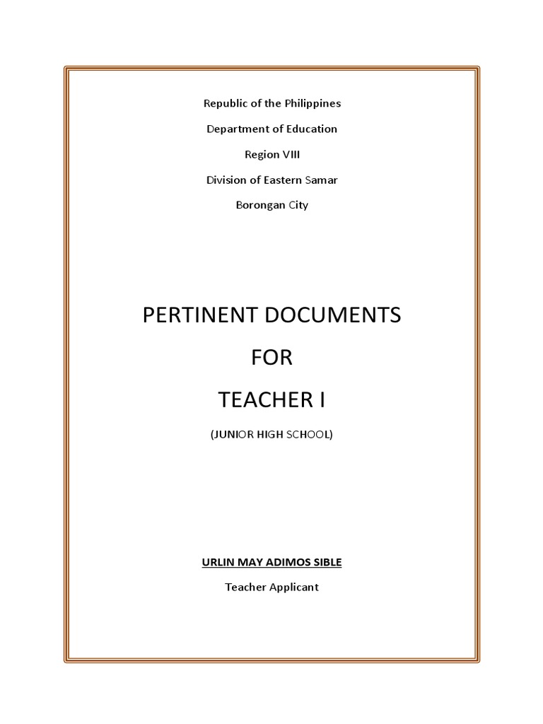 Pertinent Documents FOR Teacher I | PDF