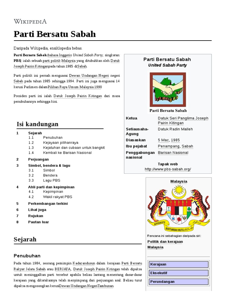 Parti Bersatu Sabah | PDF