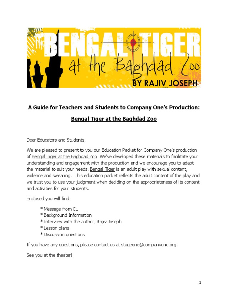 A Guide For Teachers and Students To Company One's Production: Bengal ...