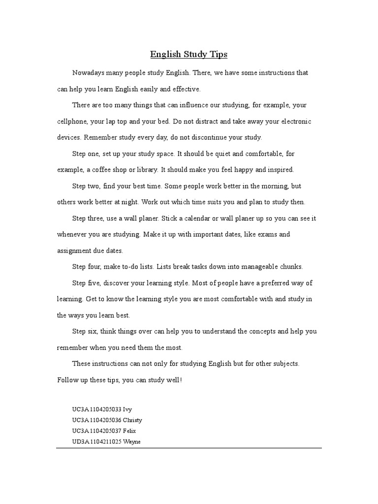 Effective English Study Strategies | PDF