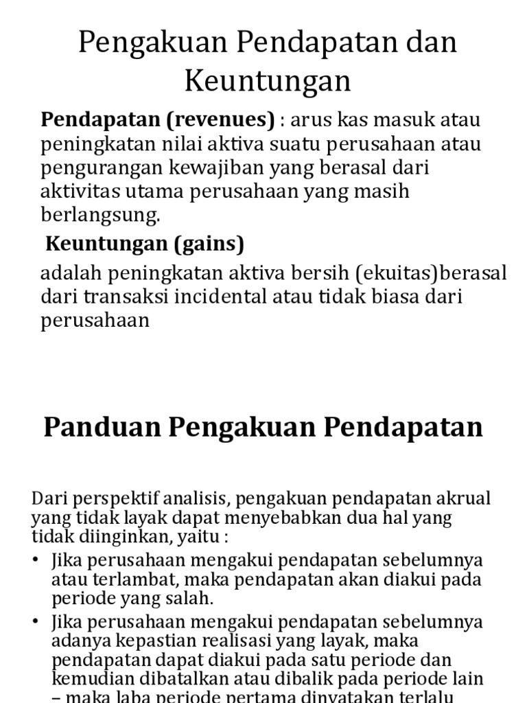 Pengakuan Pendapatan Dan Keuntungan | PDF | Bisnis