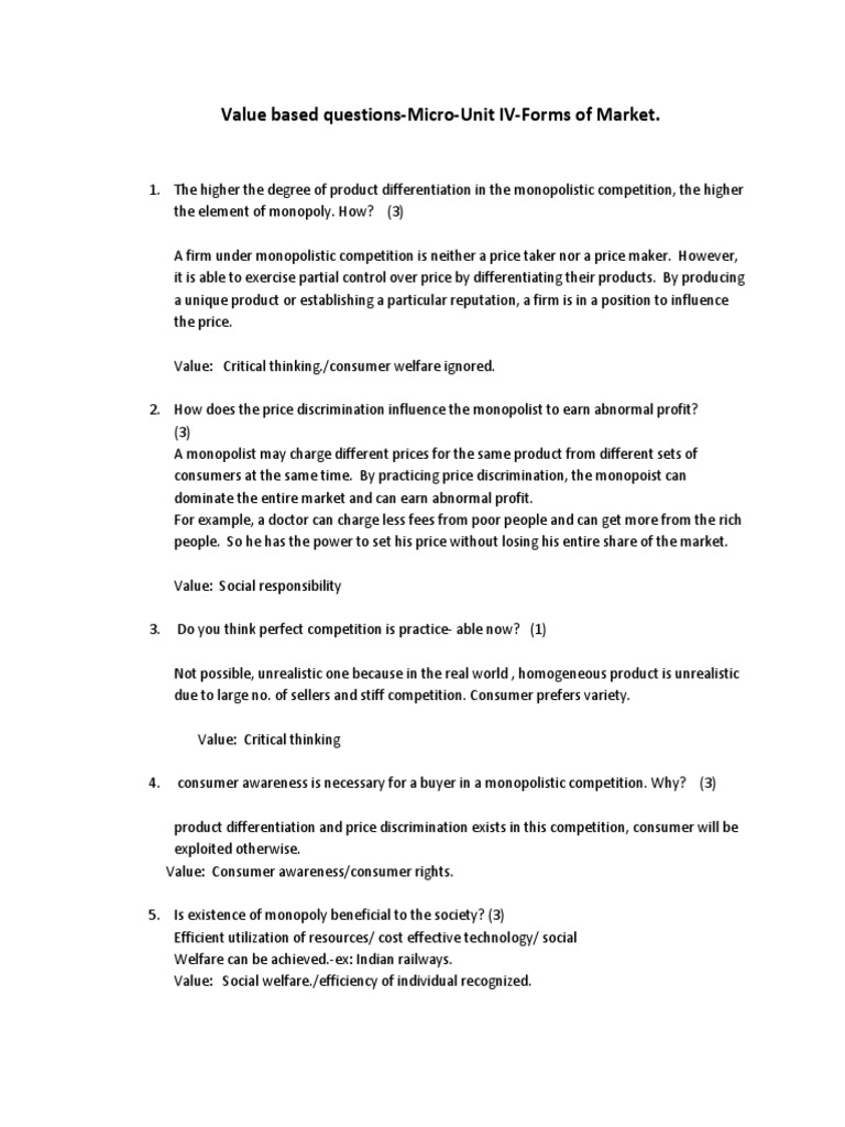 Market Forms and Consumer Impact Analysis | PDF | Monopoly | Price ...