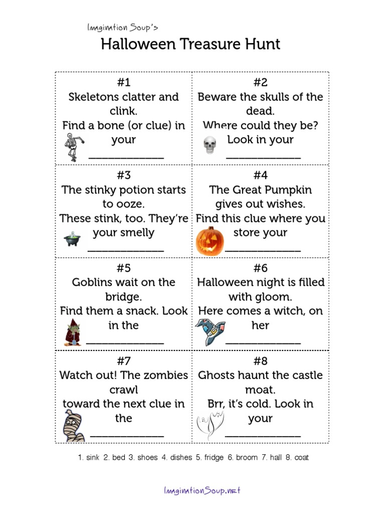 Halloween Treasure Hunt Clues | PDF | Home & Garden | Young Adult