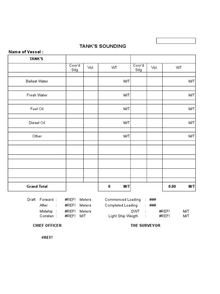 Format Tank Sounding | PDF