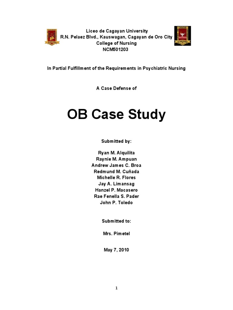 OB Case Study | PDF | Childbirth | Uterus