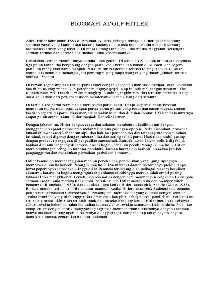 Biografi Adolf Hitler | PDF