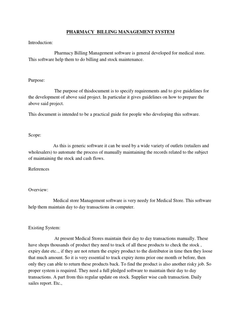 Pharmacy Billing Management System | PDF | Inventory | Pharmacy