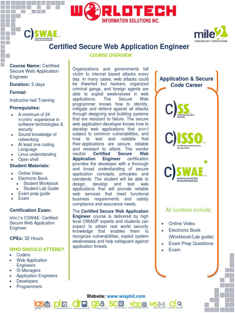 Certified Secure Web Application Engineer (CSWAE) Course Outline - Rev ... Certified Secure Web Application Engineer (CSWAE) Course Outline - Rev ...