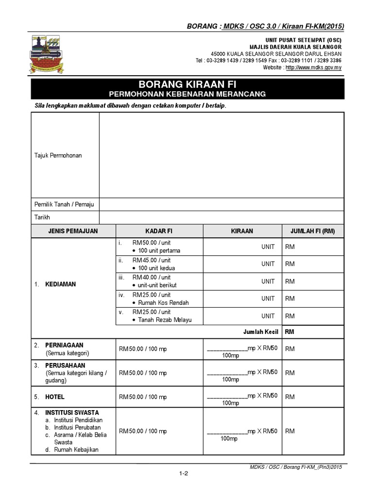 Borang Kiraan Fee KM | PDF