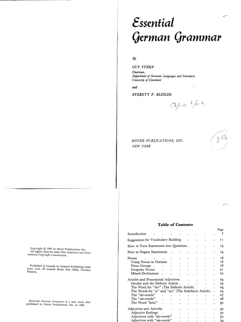 Essential German Grammar PDF | PDF