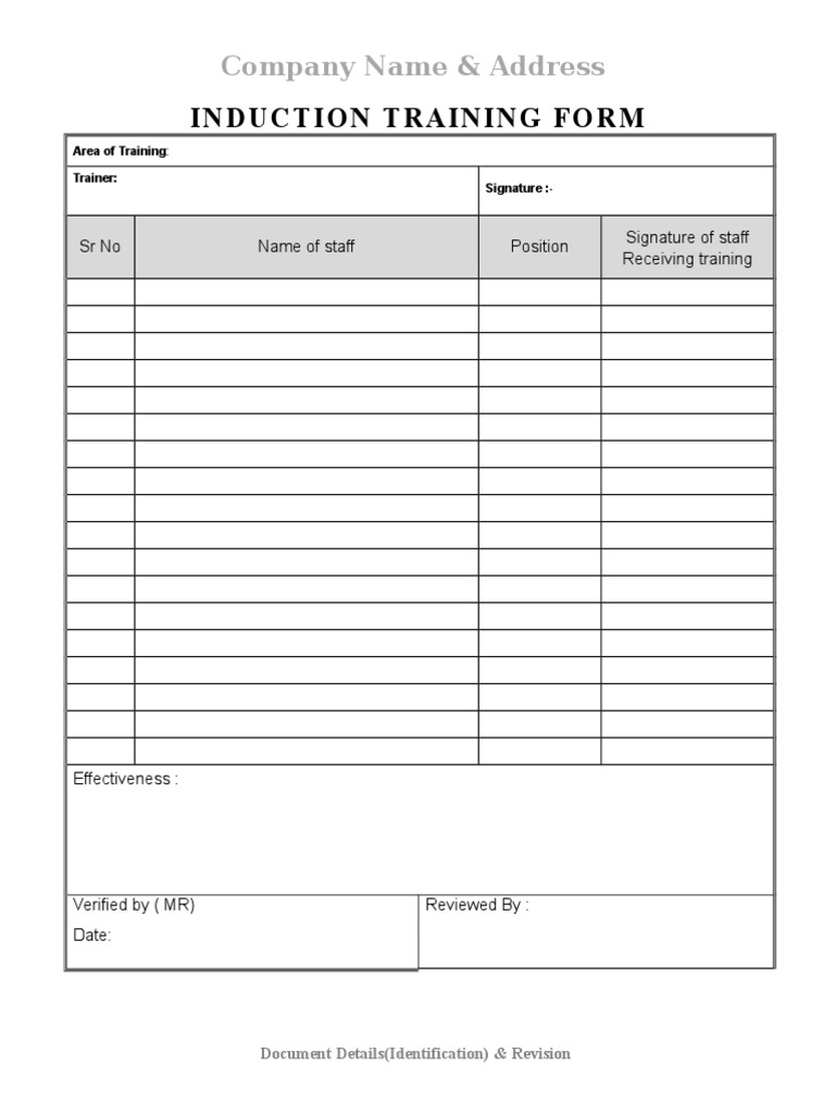 HR 03-Induction Form | PDF