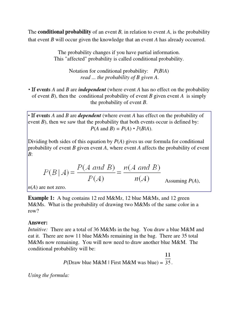 Read ... The Probability of B Given A.: Example 1: A Bag Contains 12 ...
