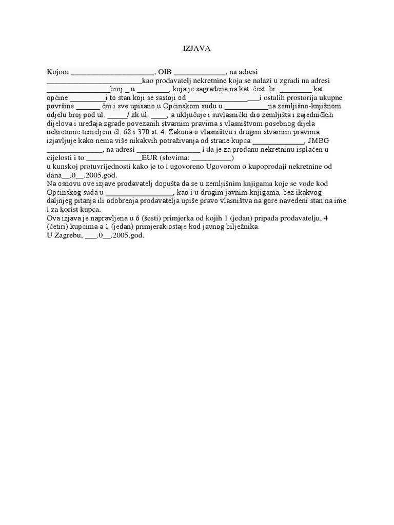 Tabularna Izjava | PDF