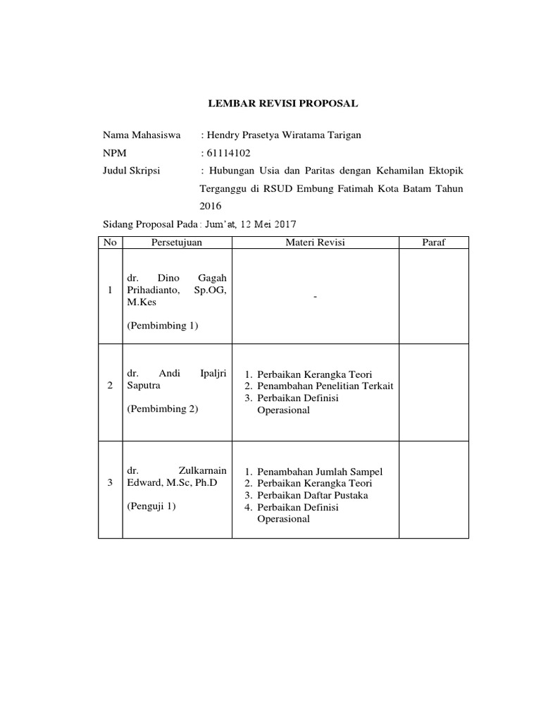 Lembar Revisi Proposal | PDF Lembar Revisi Proposal | PDF