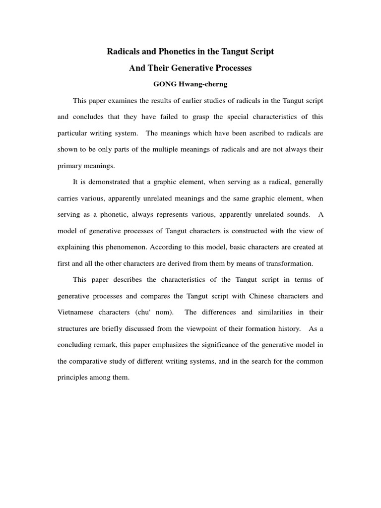 56.4radicals and Phonetics in The Tangut Script and Their Generative ...