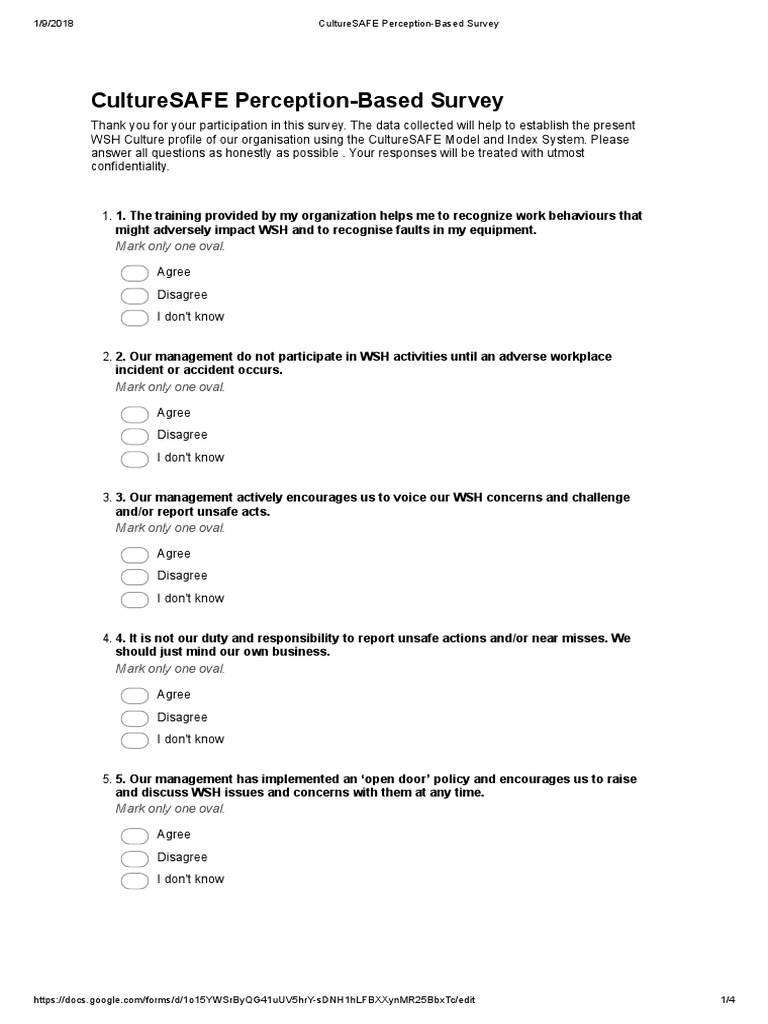 CultureSAFE Perception-Based Survey - Google Forms | PDF | Business