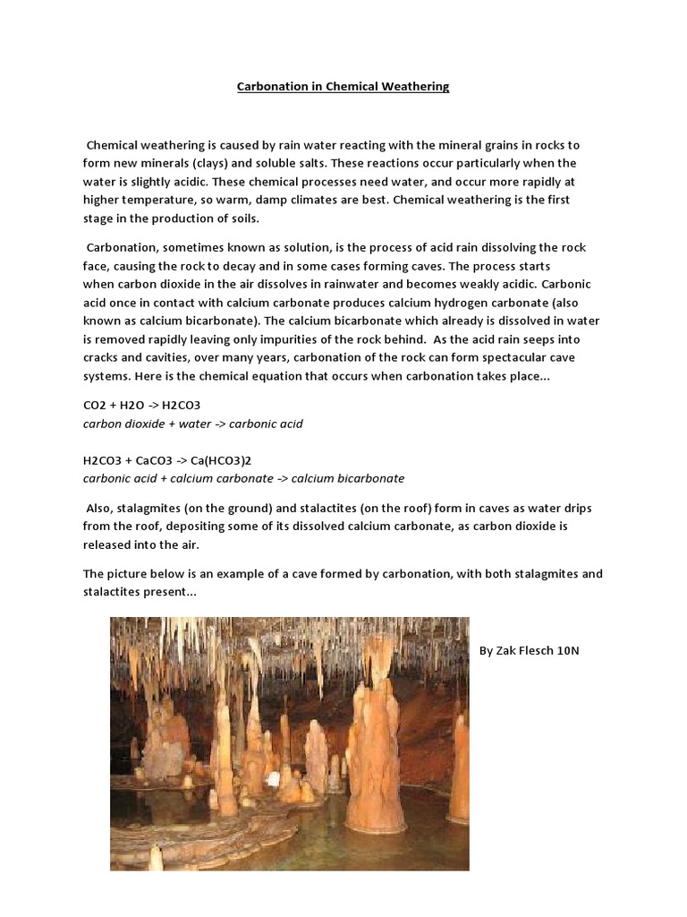 Chemical Weathering Carbon Dioxide