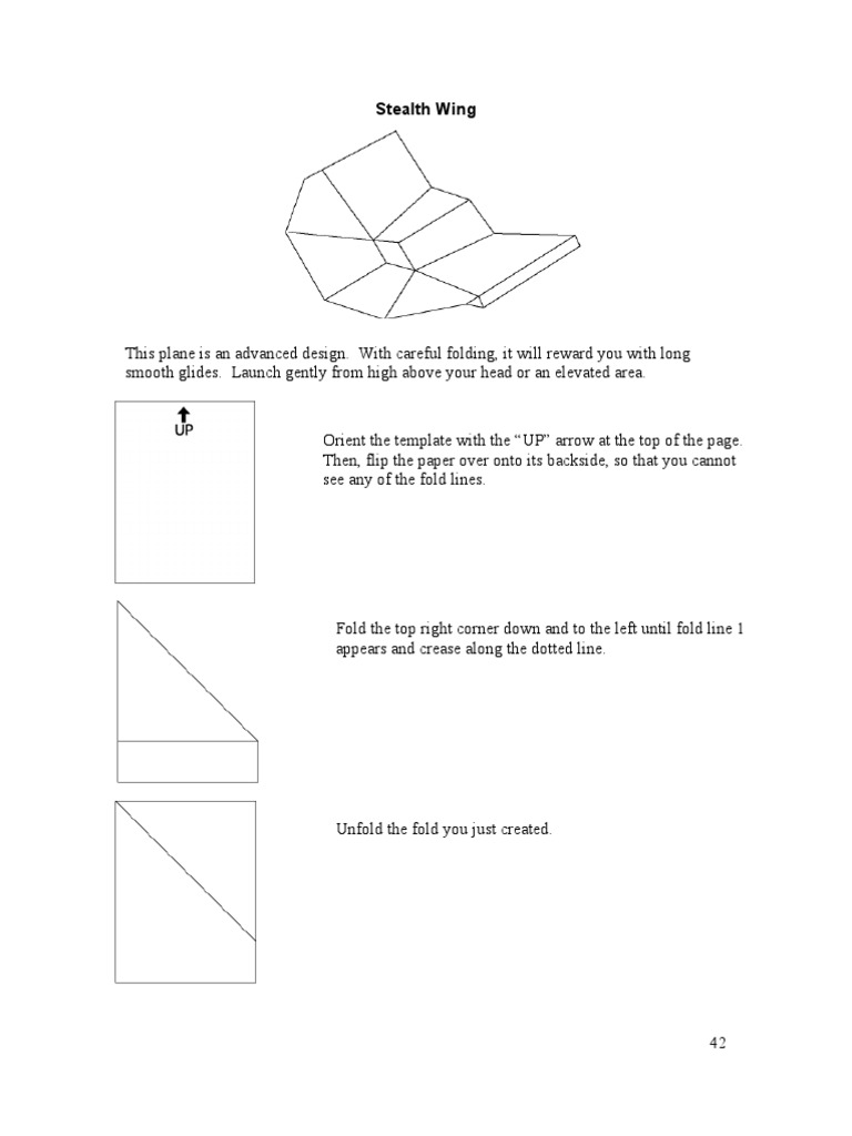 Stealth Glider Paper Airplane Guide | PDF | Flap (Aeronautics ...