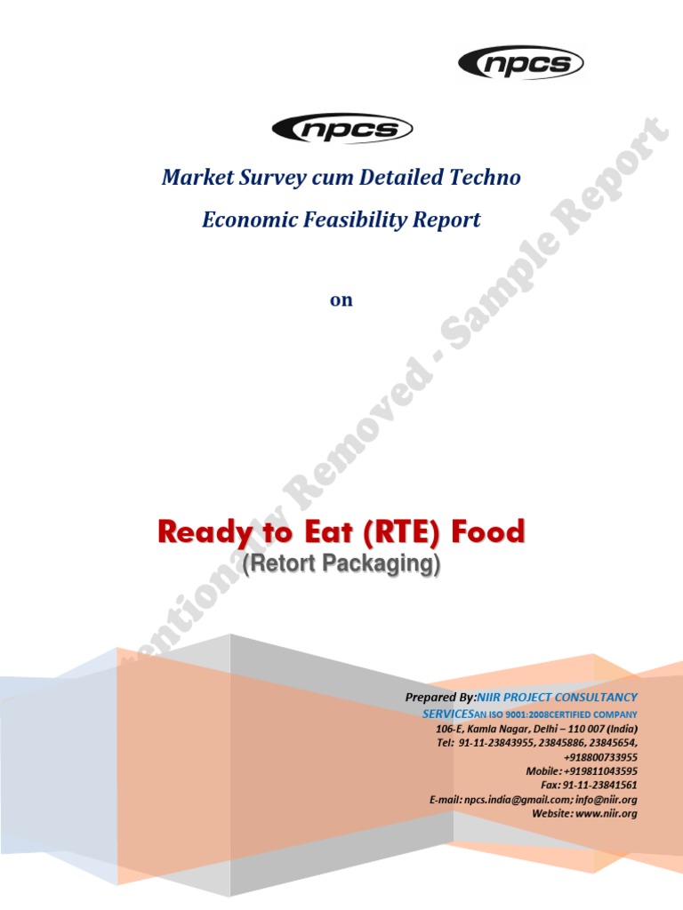 Detailed Project Report On Ready To Eat Food | PDF | Equity (Finance ...