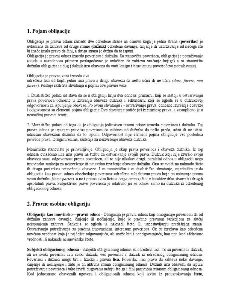 Obligacije - Skripta | PDF