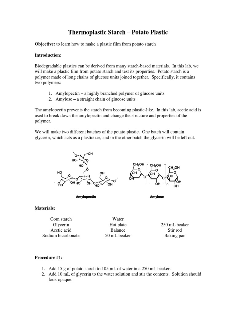 Making Biodegradable Potato Plastic | PDF | Starch | Polymers