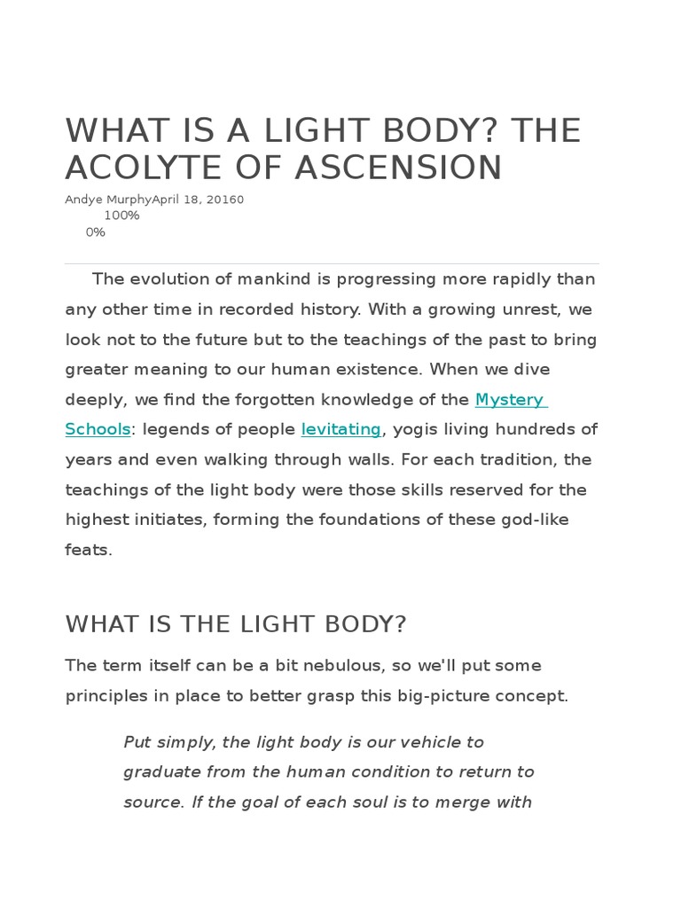 What Is A Light Body - The Acolyte of Ascension | PDF | Mind | Soul