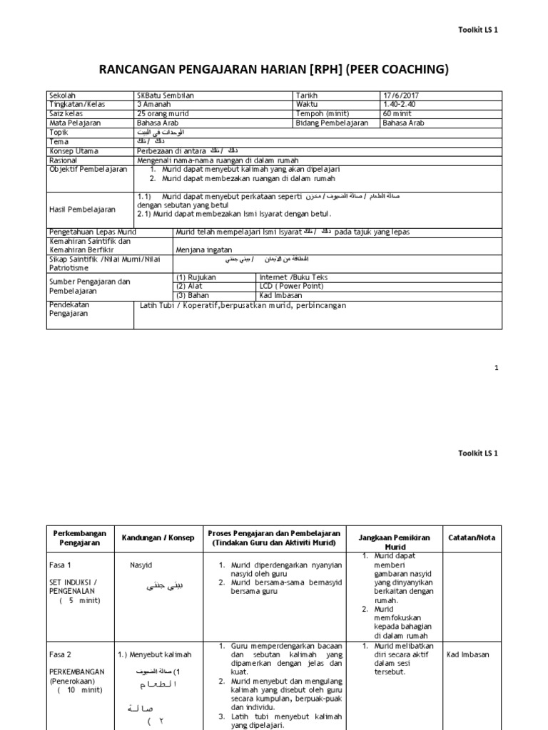 Borang Rph Lesson Study Pdf