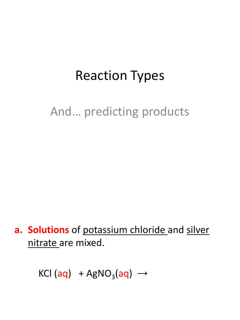 Reaction Types HW 4 | PDF | Sodium Hydroxide | Chemical Reactions