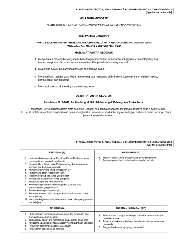 Pelan Strategik Panitia Geografi | PDF