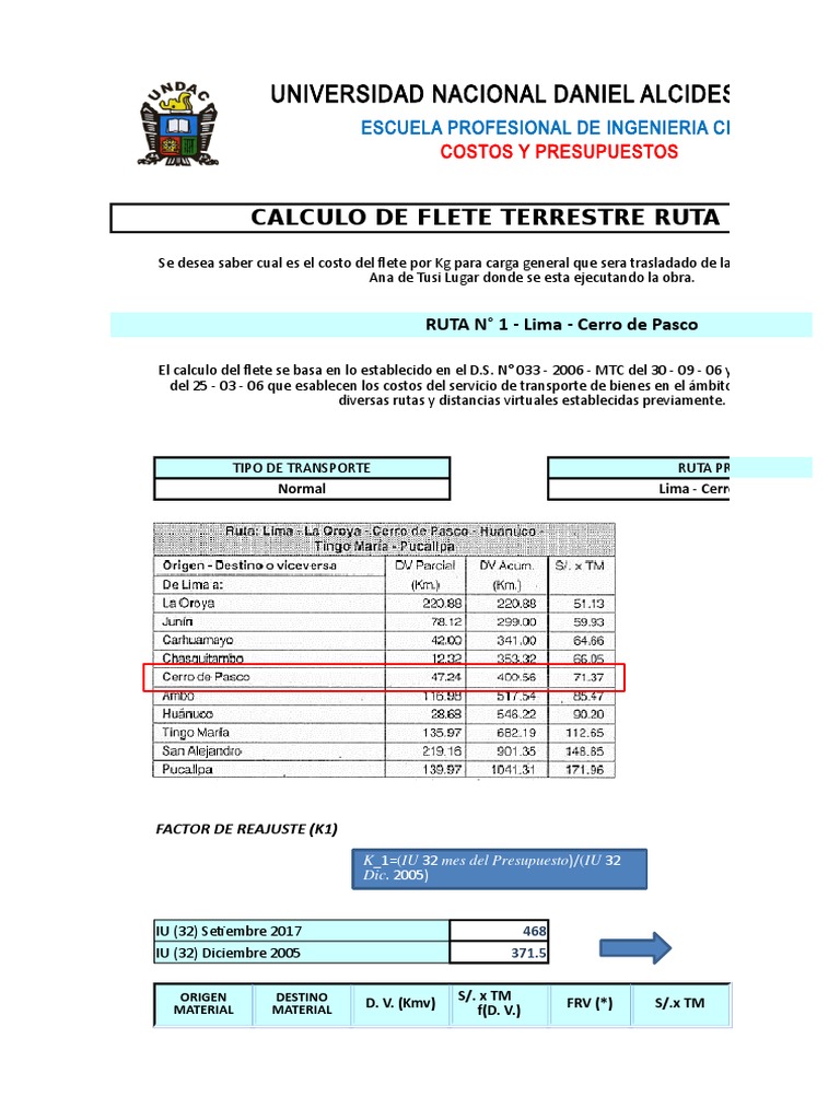Calculo de Flete Terrestre | PDF