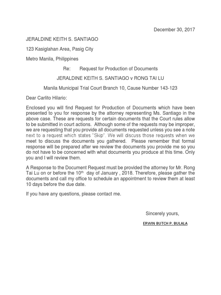 Request For Production Pdf