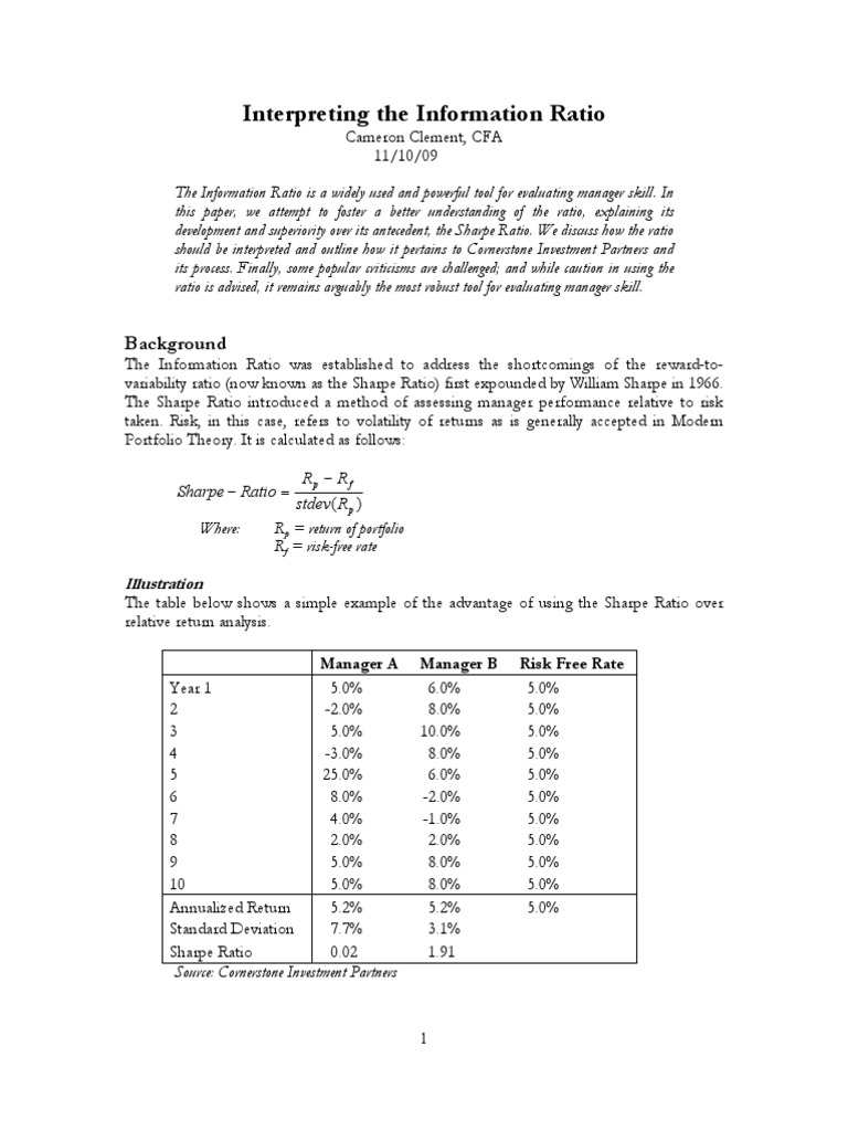 Understanding the Information Ratio | PDF | Sharpe Ratio | Active ...