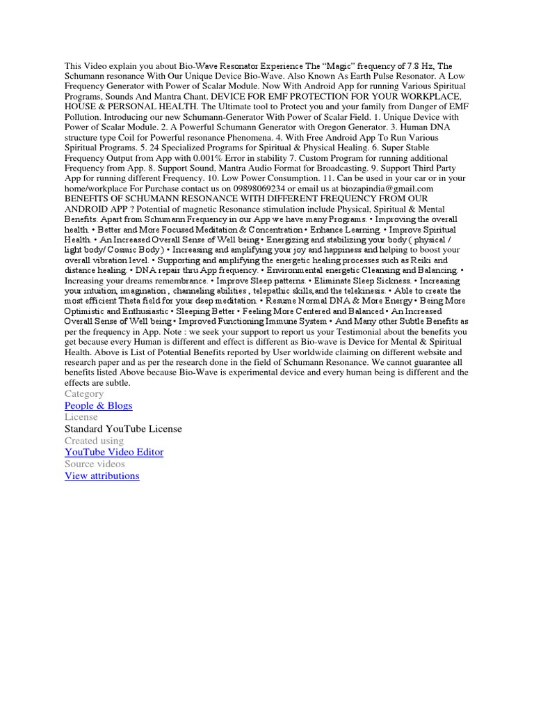 Bio Resonator | PDF | Resonance | Frequency