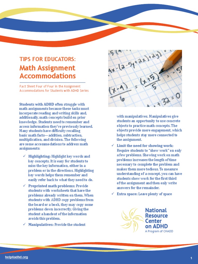 Math Accommodations for ADHD Students | PDF | Worksheet | Attention ...