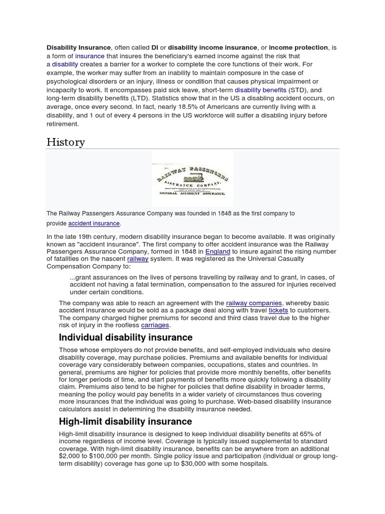 History: Individual Disability Insurance | PDF | Disability Insurance ...