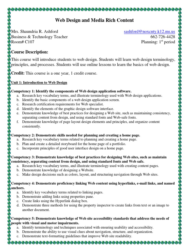 Web Design Syllabus | PDF | Web Design | Websites