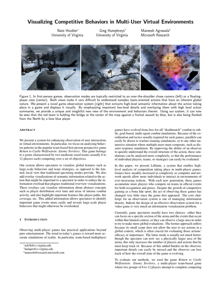 Visualizing Competitive Behaviors in Multi-User Virtual Environments | PDF | Visualization ...