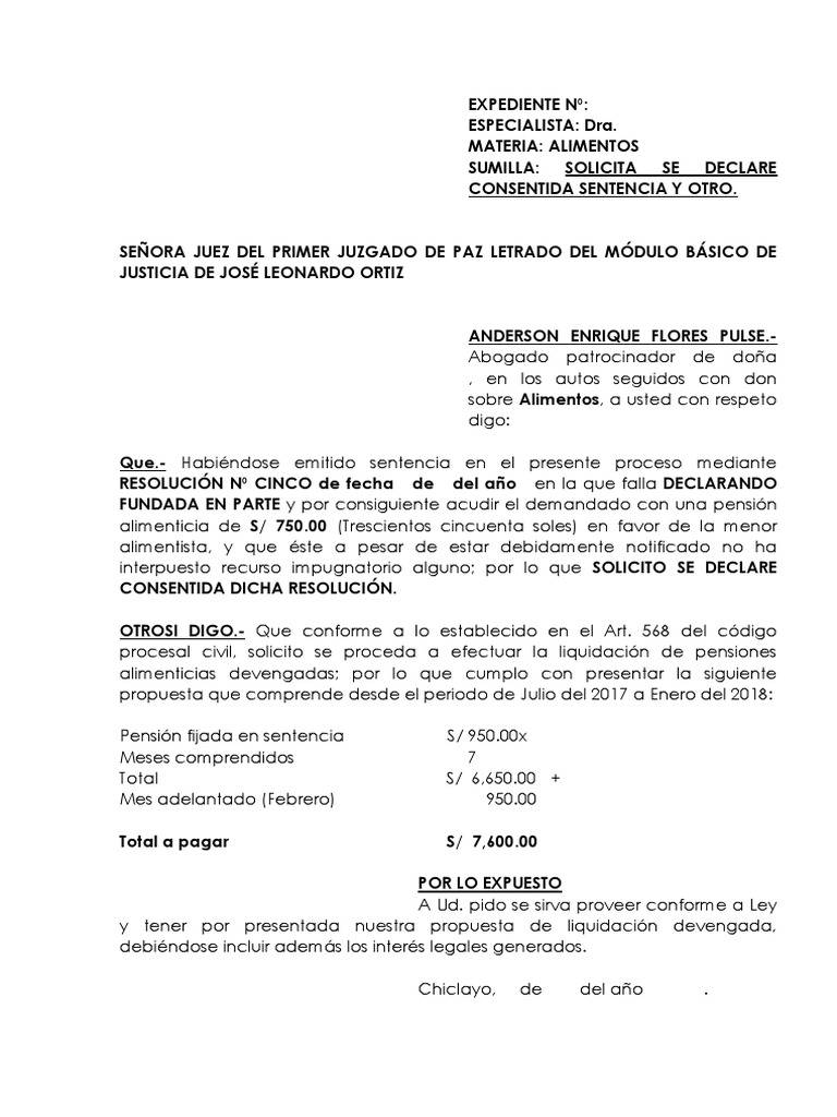 Solicita Se Declare Consentida Sentencia y Otro | PDF