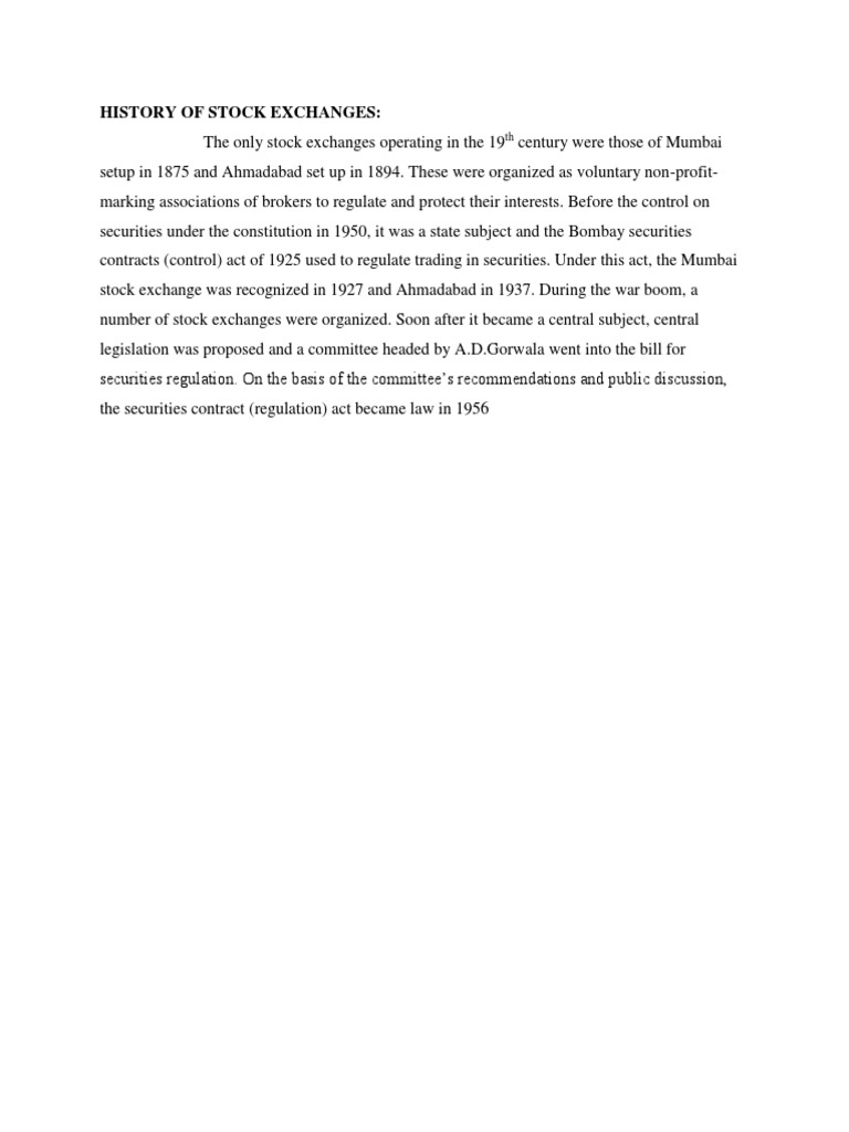 Evolution of Indian Stock Exchanges | PDF
