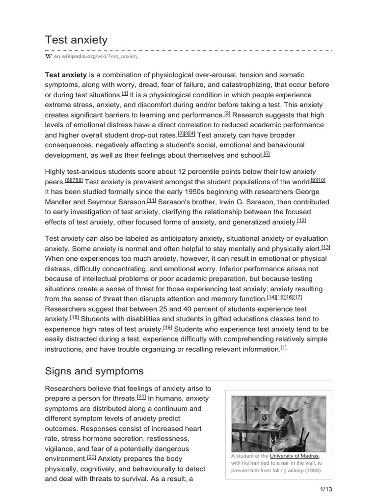 Test Anxiety | PDF | Anxiety Disorder | Cognitive Behavioral Therapy