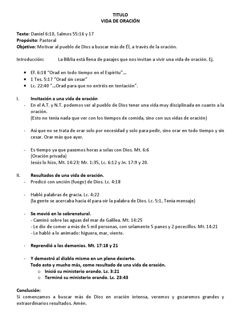 Ejemplo de Bosquejo Cristiano | PDF | Oración | Teología